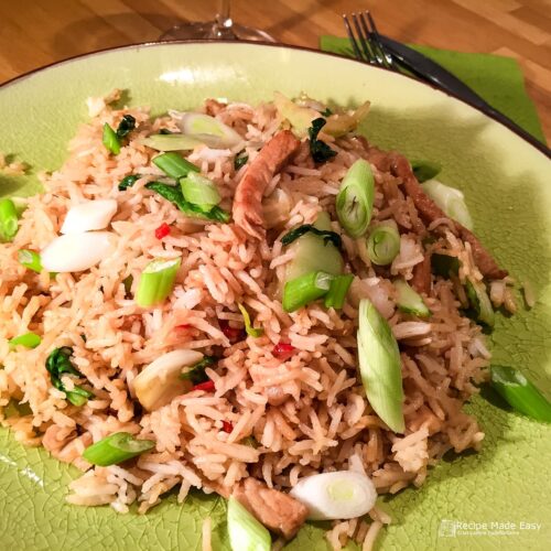 Spicy pork rice with pak choi | Recipes Made Easy