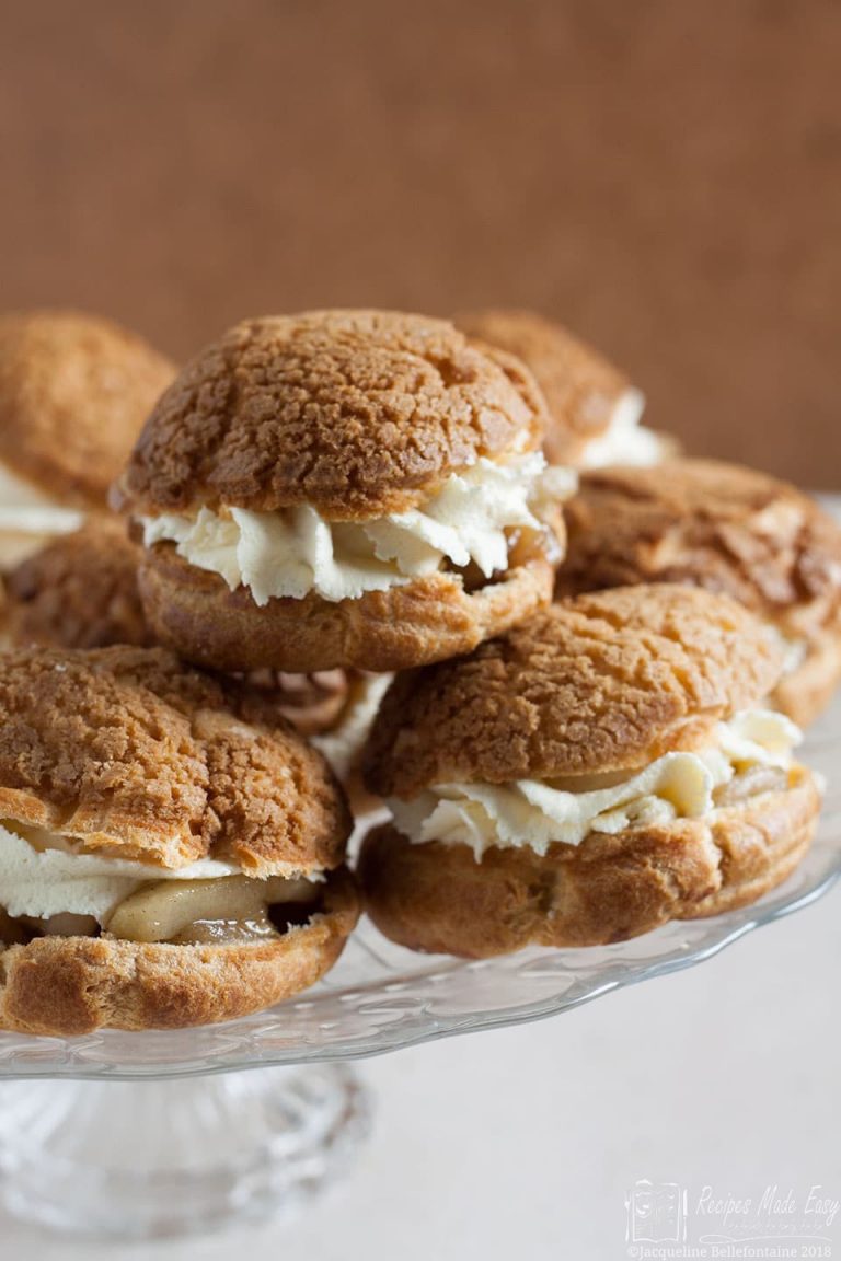 Craquelin Choux Buns with Brandied Apples and Cream | Recipes Made Easy